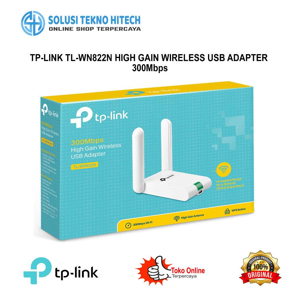 Jual TP-LINK TL-WN822N HIGH GAIN WIRELESS USB ADAPTER 300Mbps | Shopee ...