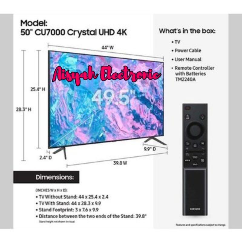 Jual SMART TV SAMSUNG 50CU7000 50 INCI UHD 4K NEW 2023 | Shopee Indonesia