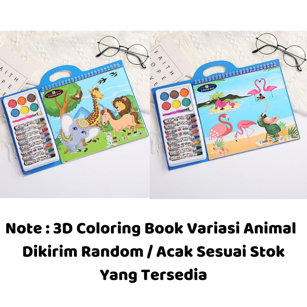Jual 3D Coloring Book Perlengkapan Buku Mewarnai Set crayon Gambar ...