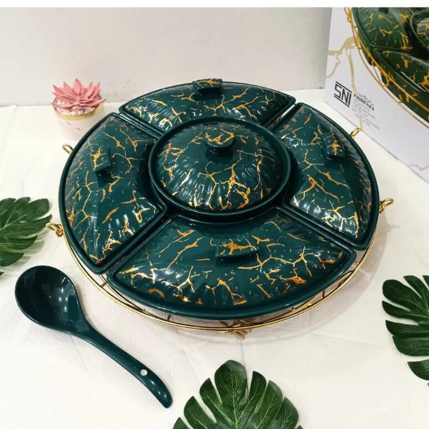 Jual Prasmanan Putar Fiorenza Wadah Saji Keramik Set Marble MH-772 ...