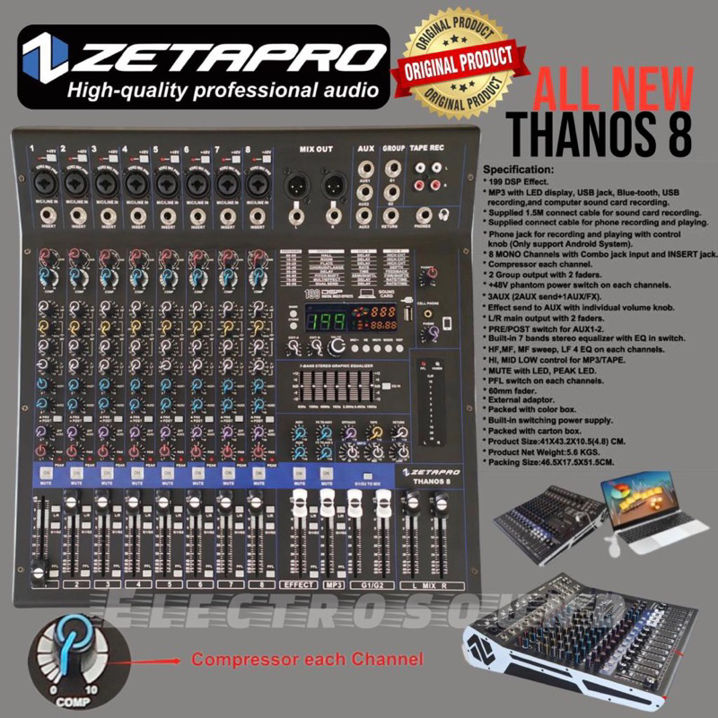 Jual MIXER AUDIO ZETAPRO THANOS 8, COMPRESSOR / Zetapro Original | Shopee Indonesia