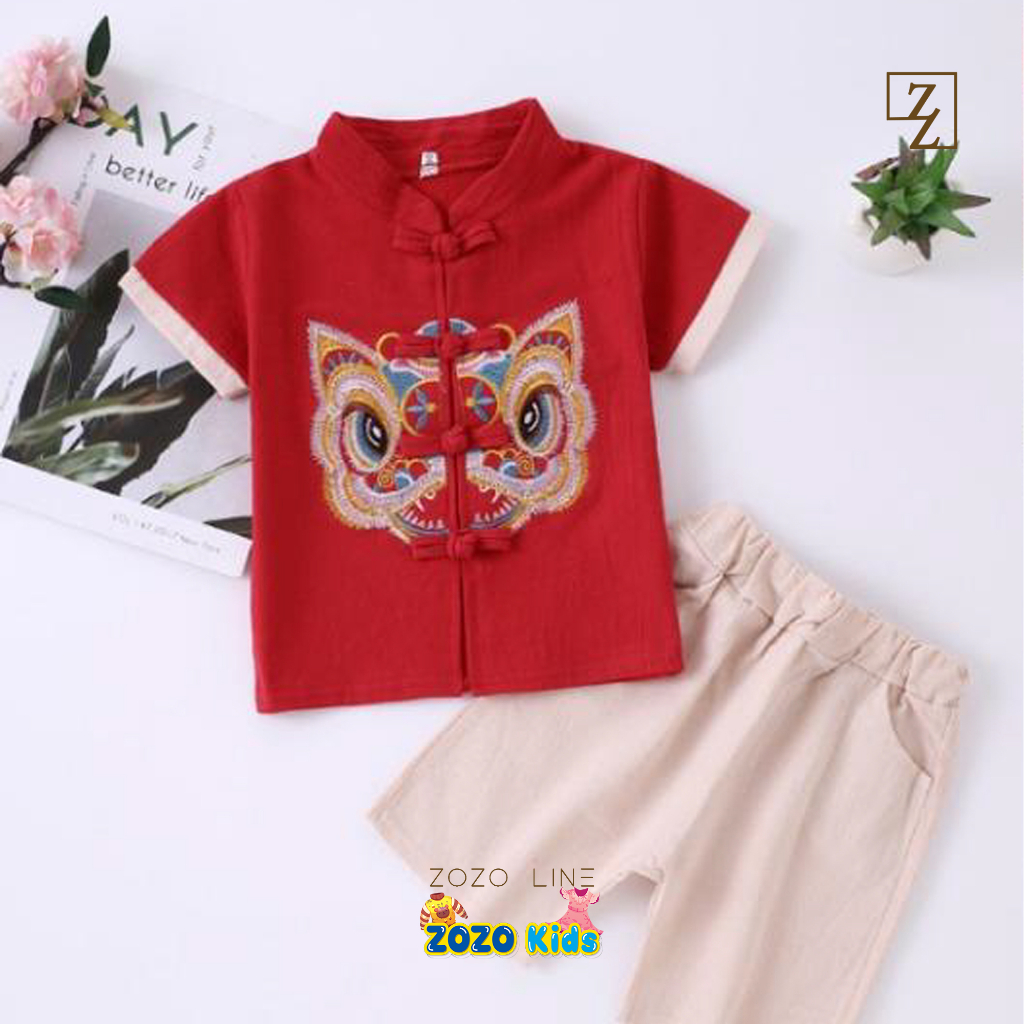 Jual B01 Cheongsam one set setelan anak baju merah zhangsan, hanfu ...