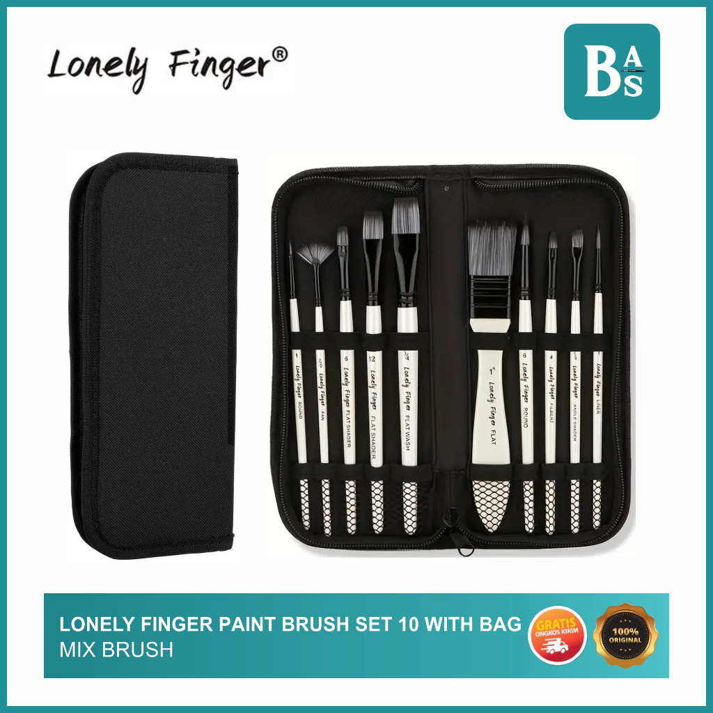 Jual Lonely Finger - Kuas Lukis Set (10pcs + Tas) - Bali Art Supplies | Shopee Indonesia