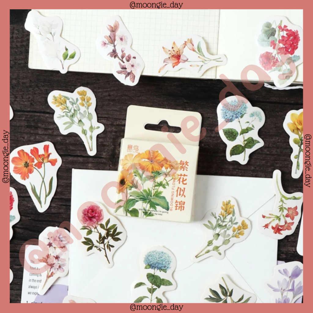 Jual 40-46 PCS/BOX STIKER KERTAS TEMA BLOOMING FLOWERS YELLOW SUNFLOWER ...