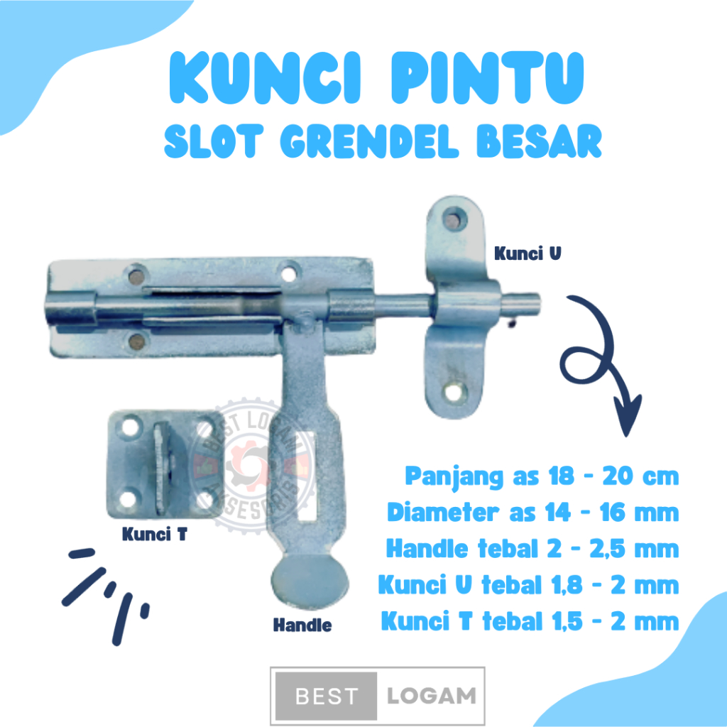 Jual Kunci slot pintu pagar ukuran besar, slot pintu henderson, pintu ...