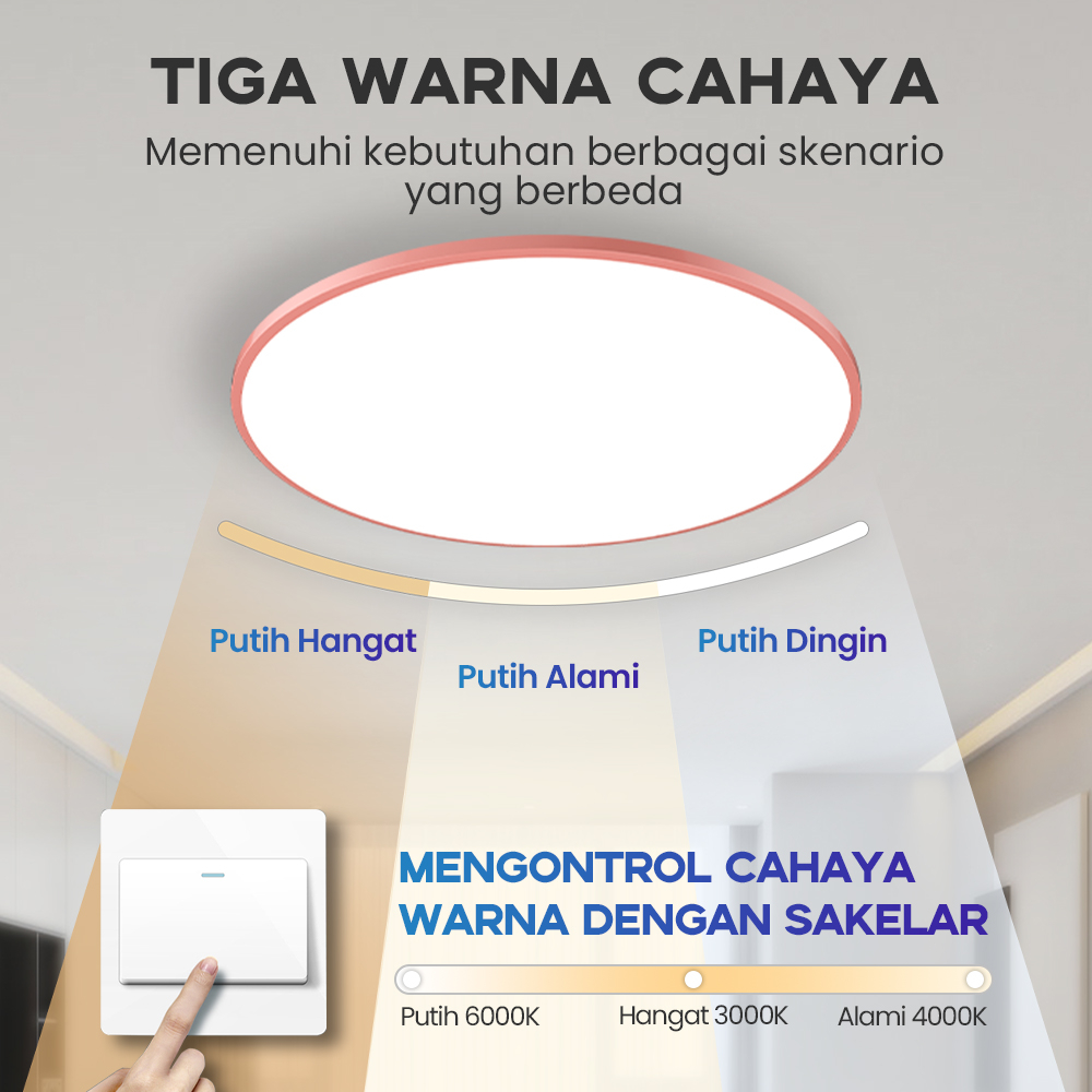 Jual HAN RIVER 3Warna Lampu Led Plafon Rumah Ceiling 48W 36W 20W Lampu ...