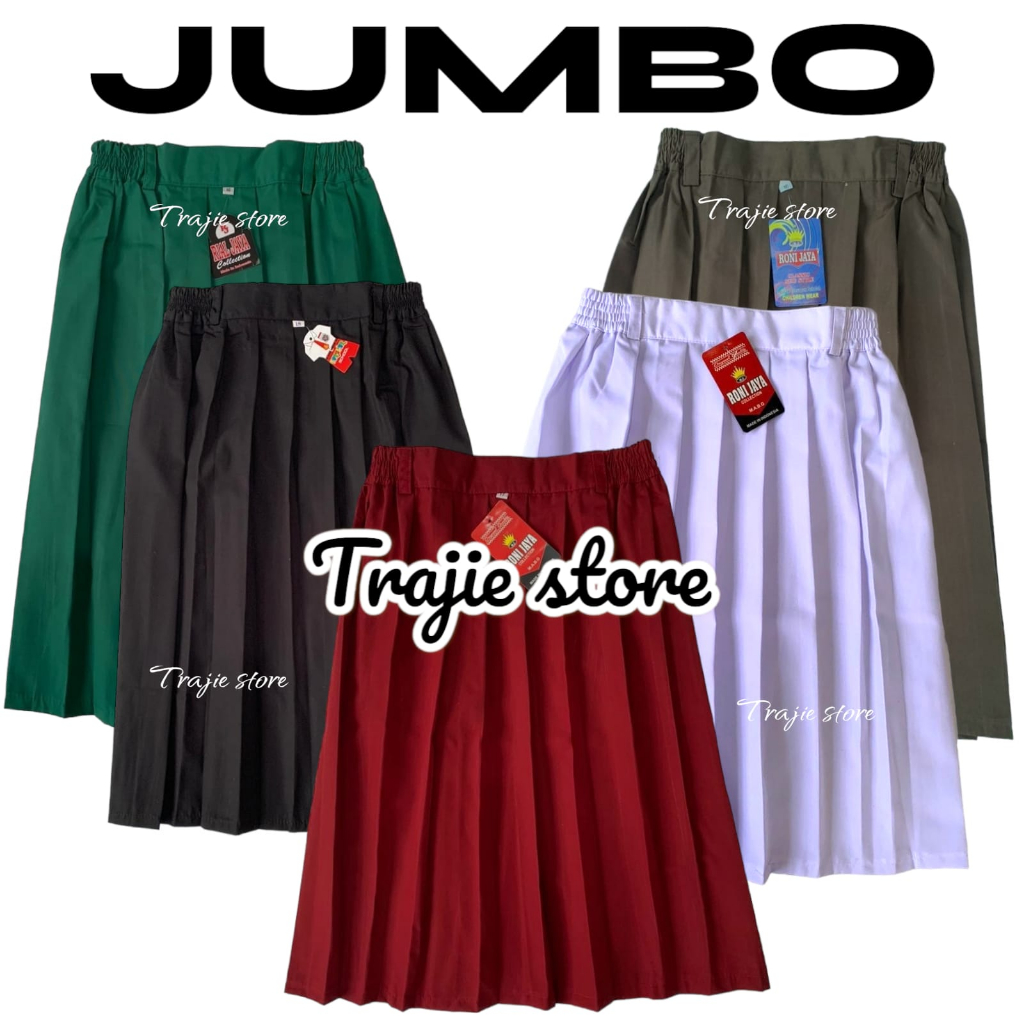 Jual Seragam Sekolah SD Rok Rempel Pendek Warna Merah Putih Coklat Hijau Hitam Polos JUMBO ...