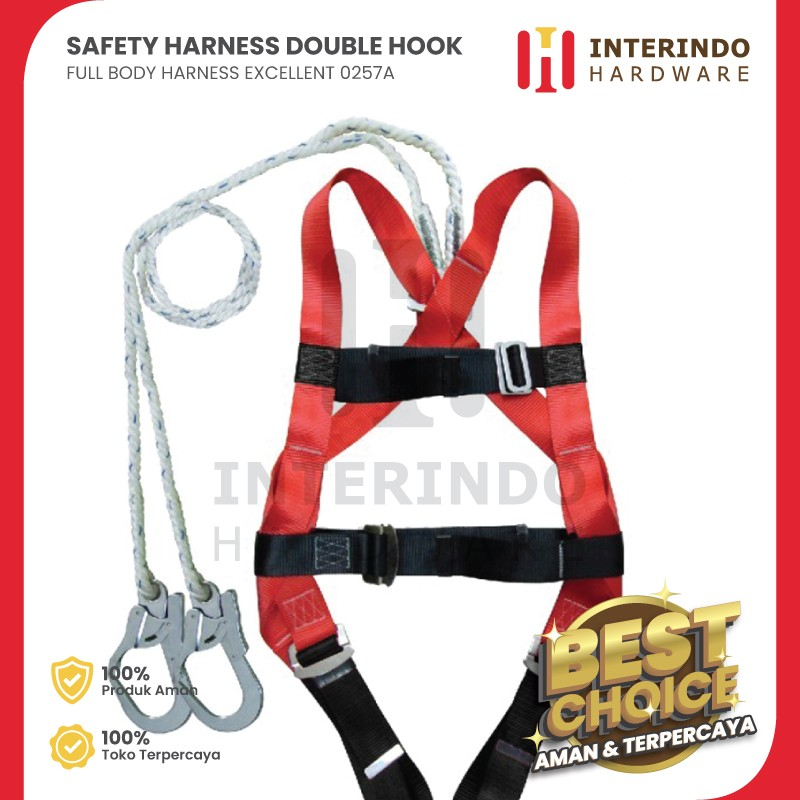 Jual Safety Harness / Full Body Harness Double Big Hook Excellent 0257A | Shopee Indonesia