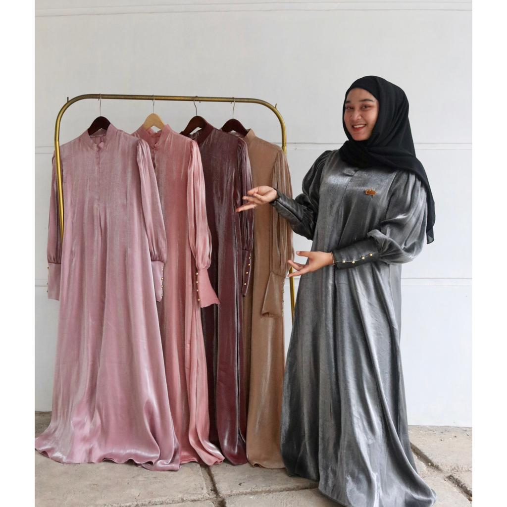 Jual shimer silk dress alea tangan balon muslim by RSM Gamis Wanita ...
