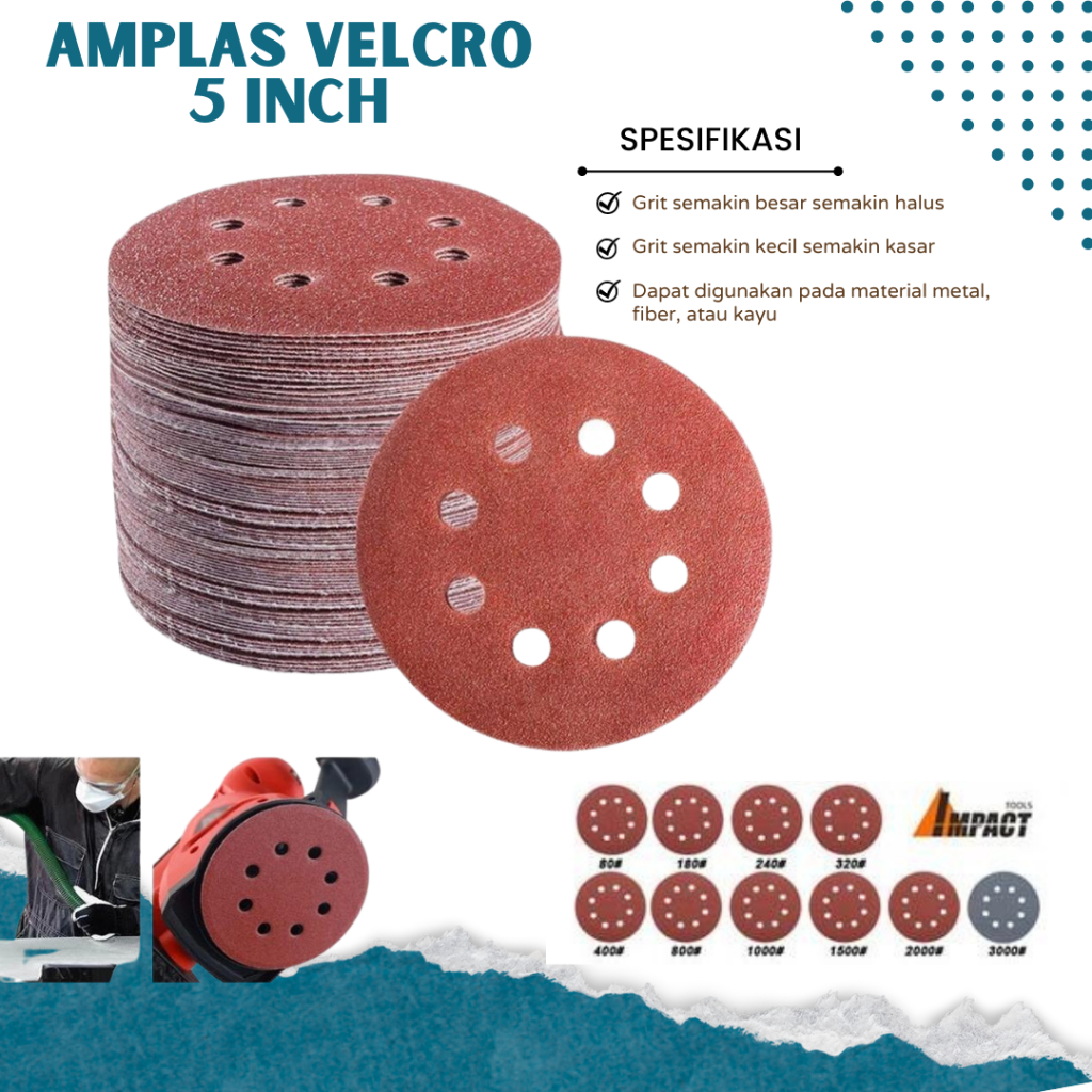 Jual Amplas Bulat Velcro 5 Inch 8 Lubang Grit P 60 Ampla Bulat 5" 80 ...