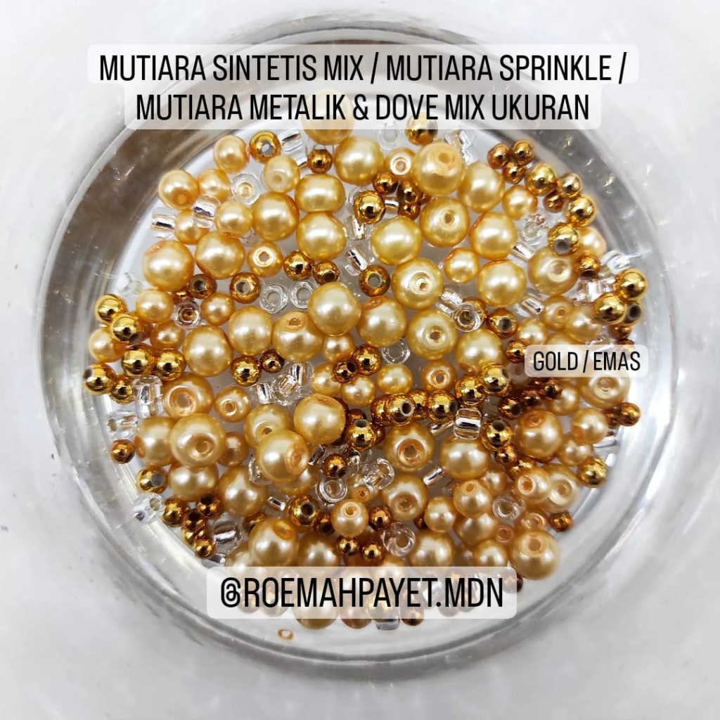 Jual ±50 GRAM / ±500 BUTIR MUTIARA SINTETIS MIX / MUTIARA KACA ...