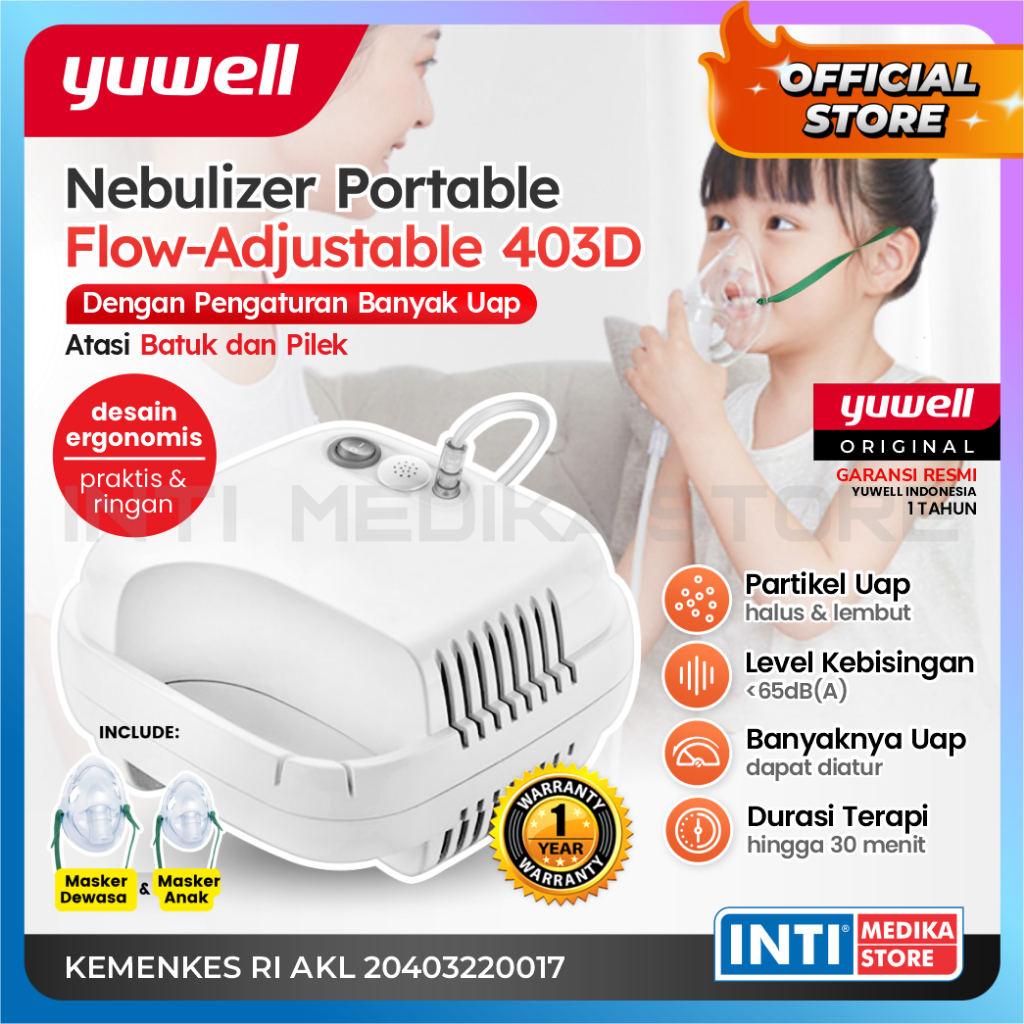 Jual YUWELL - Nebulizer Compressor Portable FlowAdjustable 403D | Alat ...