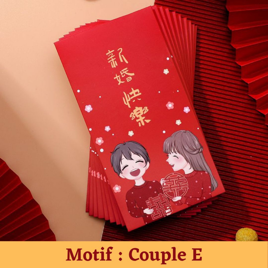Jual Kantong Amplop Angpao Merah Motif Couple Wedding Design Aesthetic ...