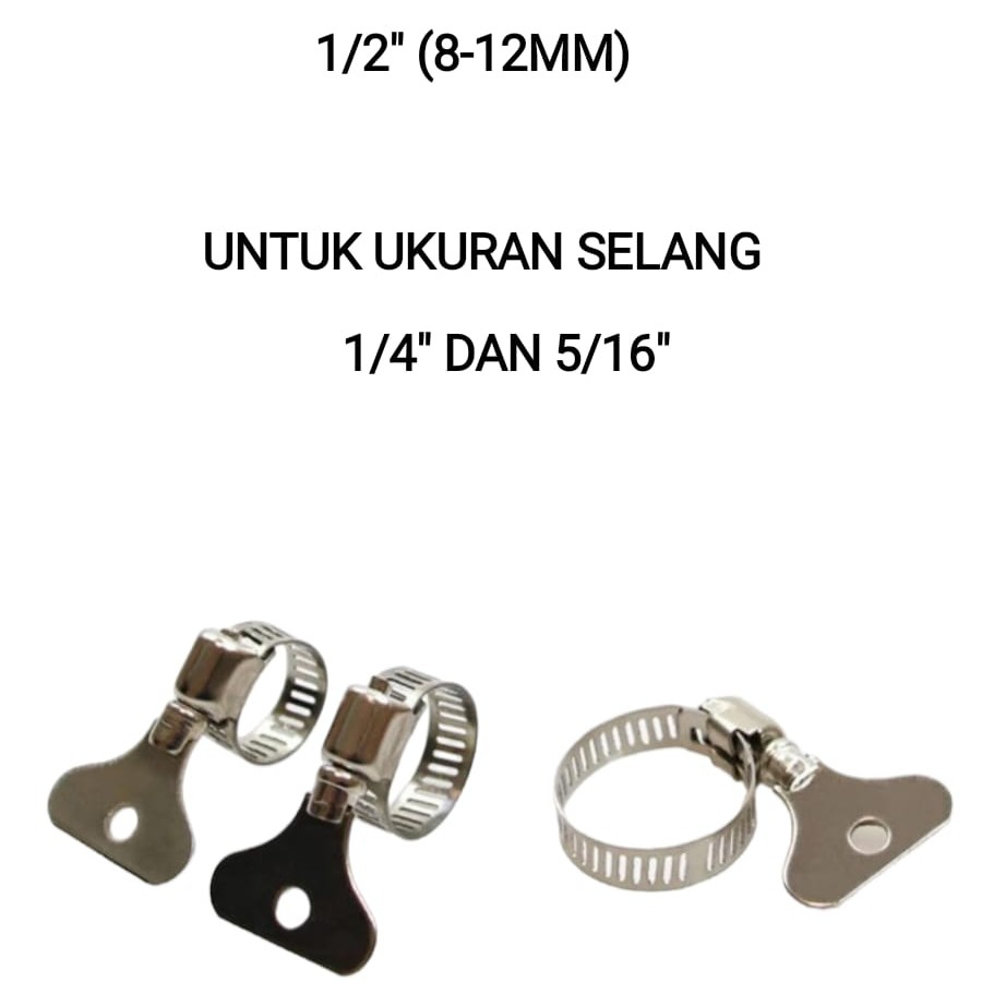 Jual Stainless Klem Selang Kuping / Klem Selang Gas Air 1/2"- 1"Kuping ...