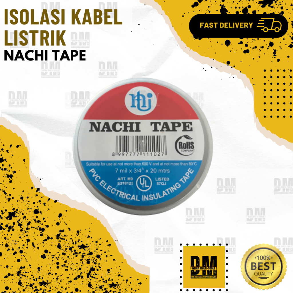 Jual NACHI TAPE ISOLASI KABEL LISTRIK/PVC ELECTRICAL INSULATING TAPE ...