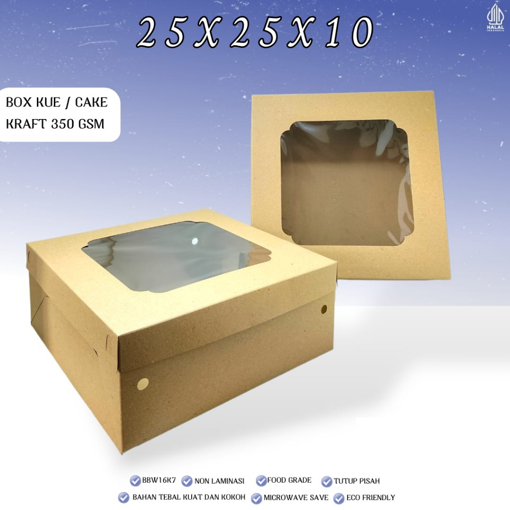 Jual Dus Kue 25x25 Box 25x25 Kraft 350 Gsm Dus 25x25 (B.BW16K7 ...