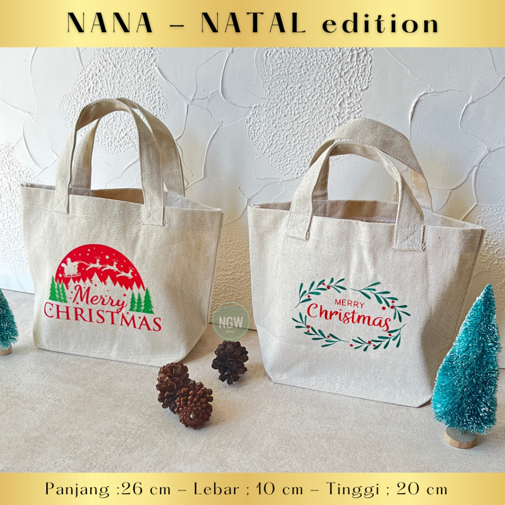Jual Tas hampers natal christmas bag goodie bag NANA 26x10x20 sablon ...