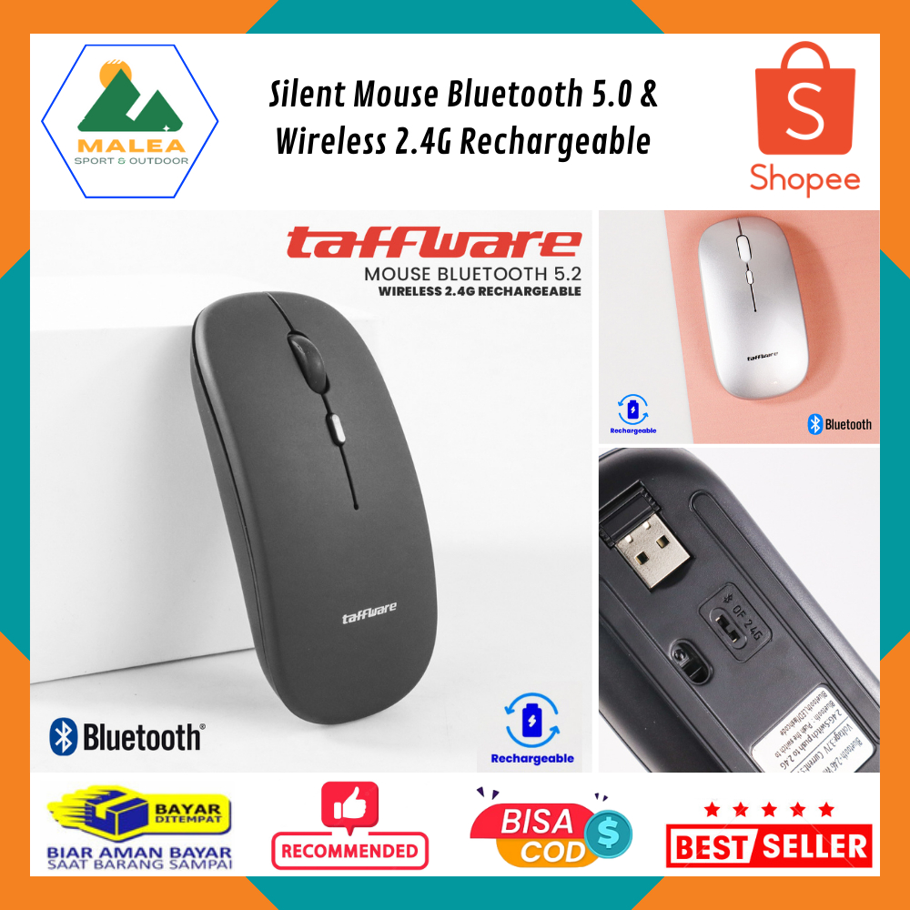 Jual Silent Mouse Bluetooth 5 0 And Wireless 2 4g Rechargeable Mouse Nirkabel Ramping Desain