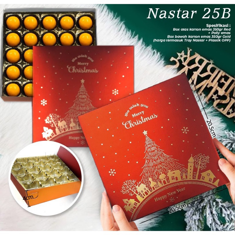 Jual Box Nastar Sekat Natal 25Hole (Per 7Pc), Packaging Christmas ...