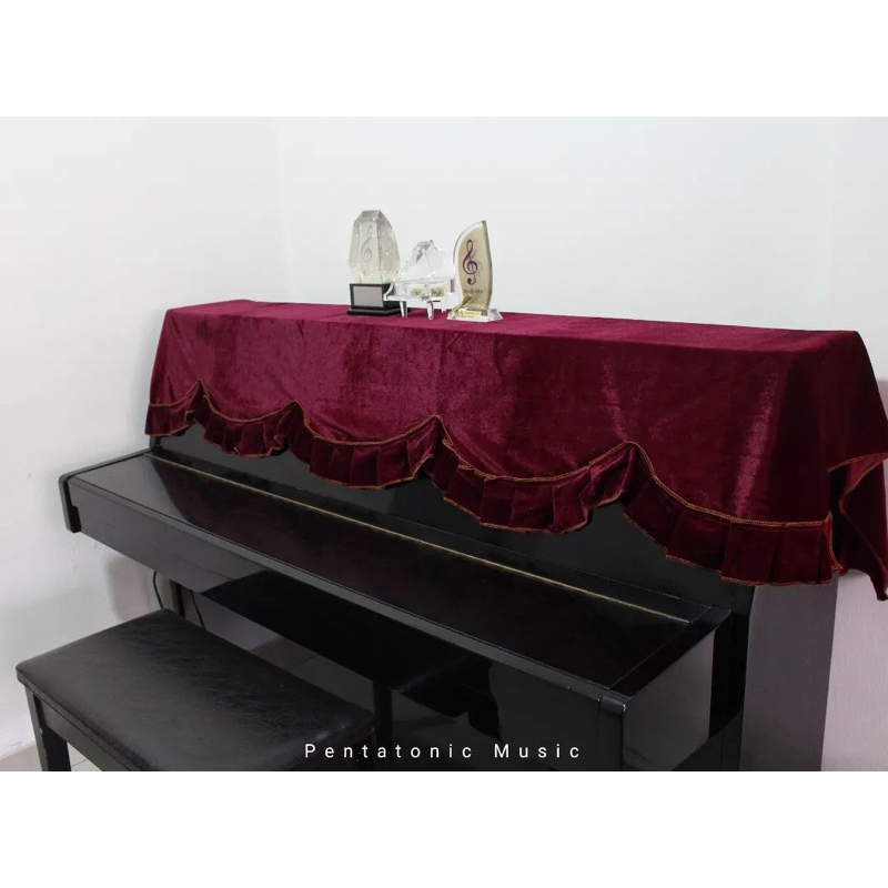 Jual Basic Upright Piano Cover Red Taplak Kain Piano Pentatonic Music ...