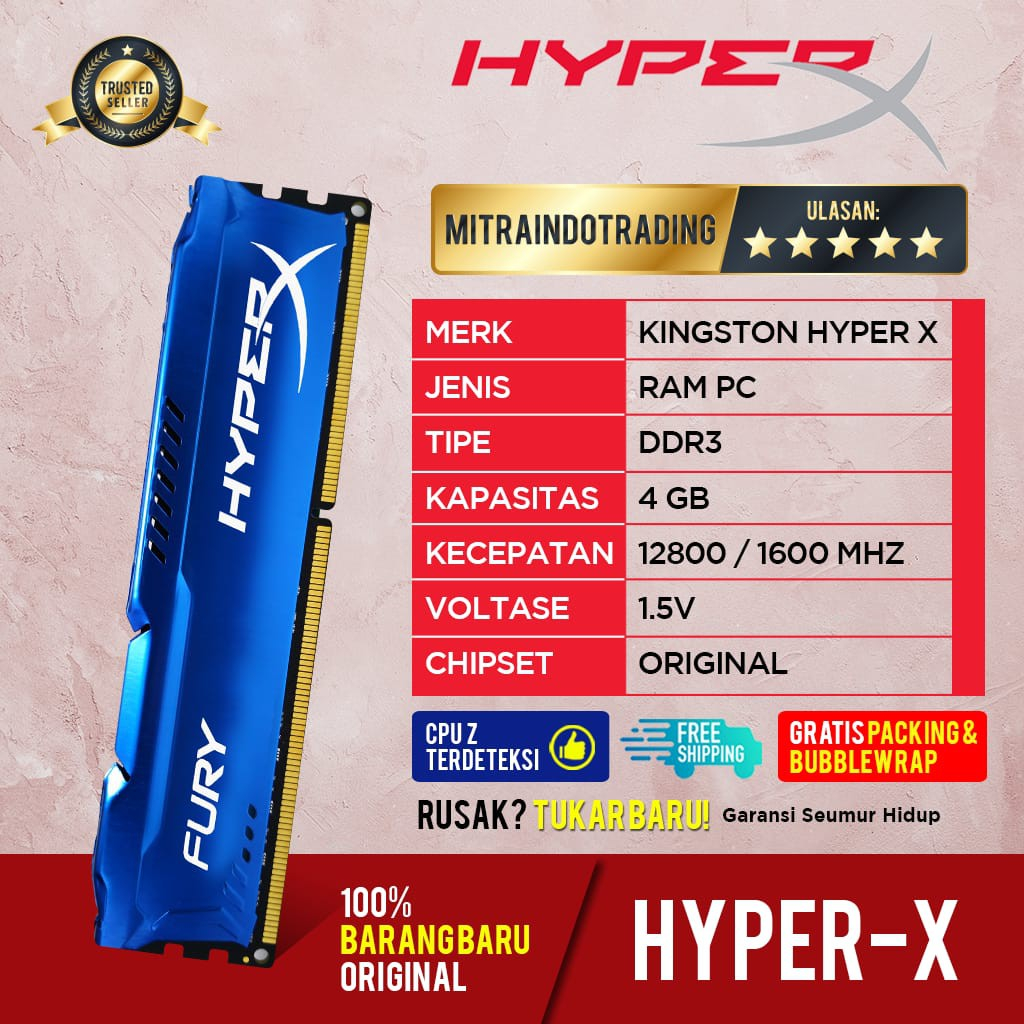 Jual RAM KINGSTON HYPER X FURY GAMING LONGDIMM DDR3 8GB | Shopee Indonesia