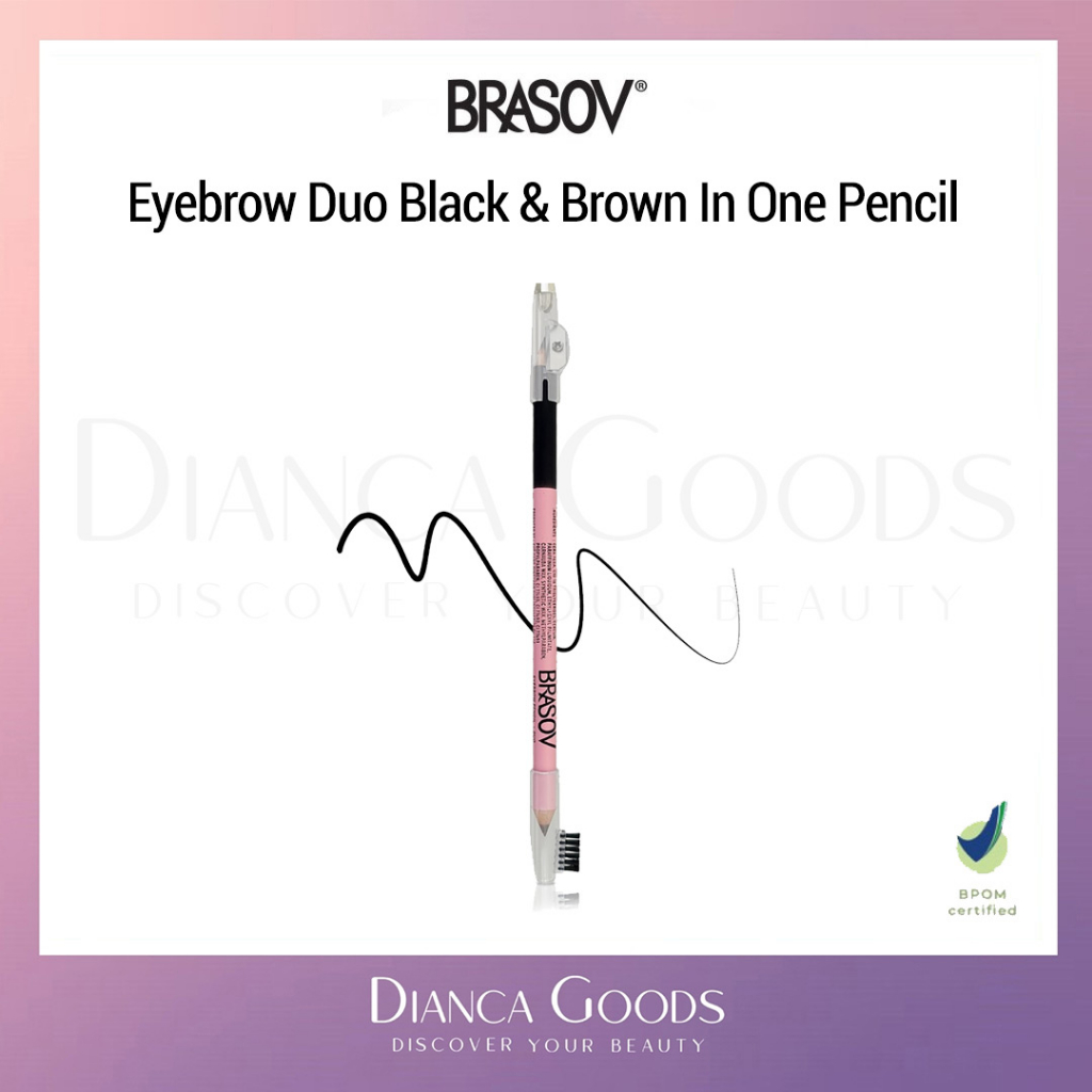 Jual BRASOV Eyebrow Duo Black & Brown In One Pencil - Dianca Goods BKL ...