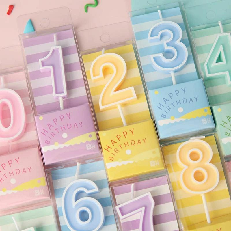 Jual Lilin angka ulang tahun rainbow warna pastel candle happy birthday ...