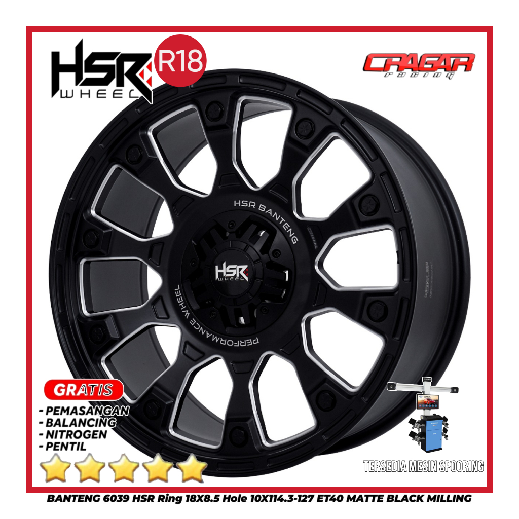 Jual VELG PELEK HSR WHEEL BANTENG 6039 R18 LUBANG 5 ET40 MBM BUAT CIVIC ...