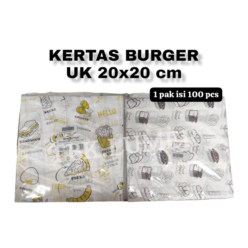 Jual KERTAS ROTI/KERTAS KUE/kertas burger kecil MOTIF ISI 100 LEMBAR ...