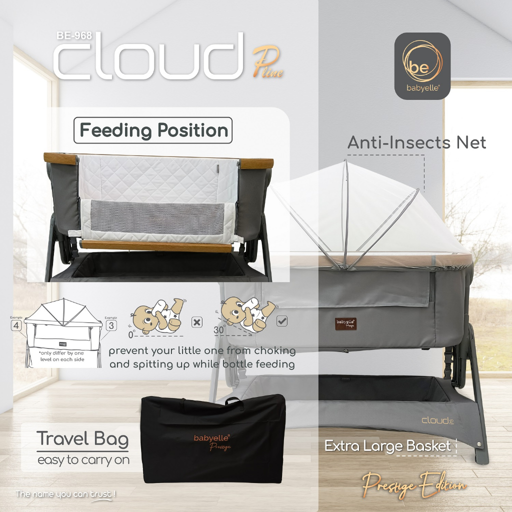 Jual Box Bayi Babyelle PRESTIGE BE968 CLOUD PLINE Bedside Baby Crib ...