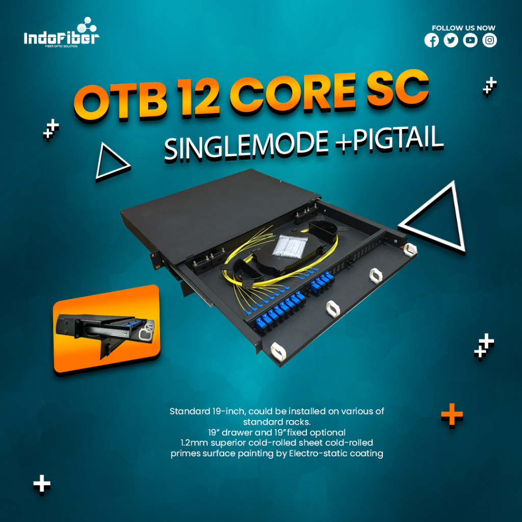 Jual Indofiber OTB 12 core SC Singlemode rackmount sliding rail + Pigtail / OTB 12 port SC ...