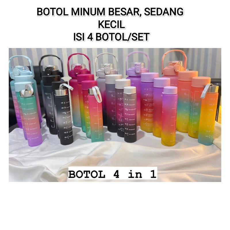 Jual Botol Minum Set 4 in 1 Pengatur Waktu Minum Tumbler Premium ...