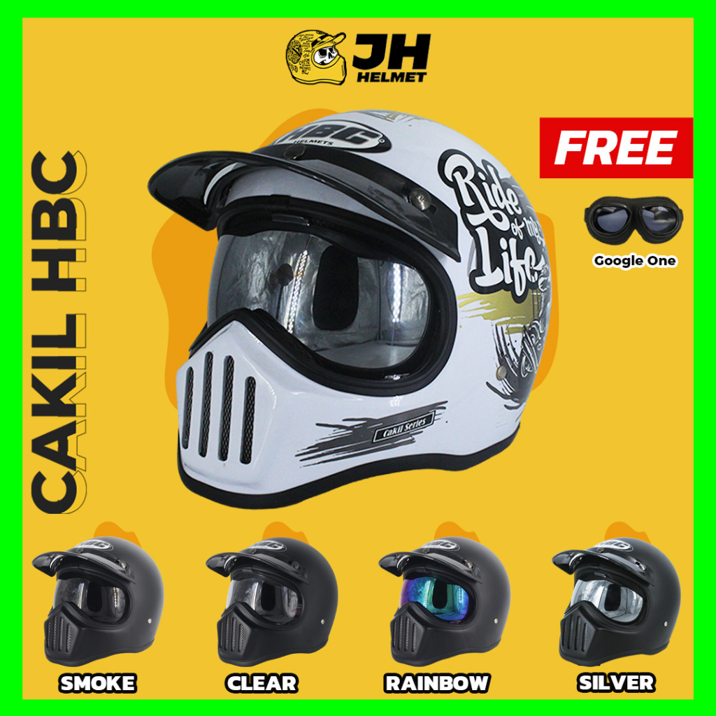 Jual Helm Cakil HBC Ride Of My Life White + Inner | Helm Retro | Full ...