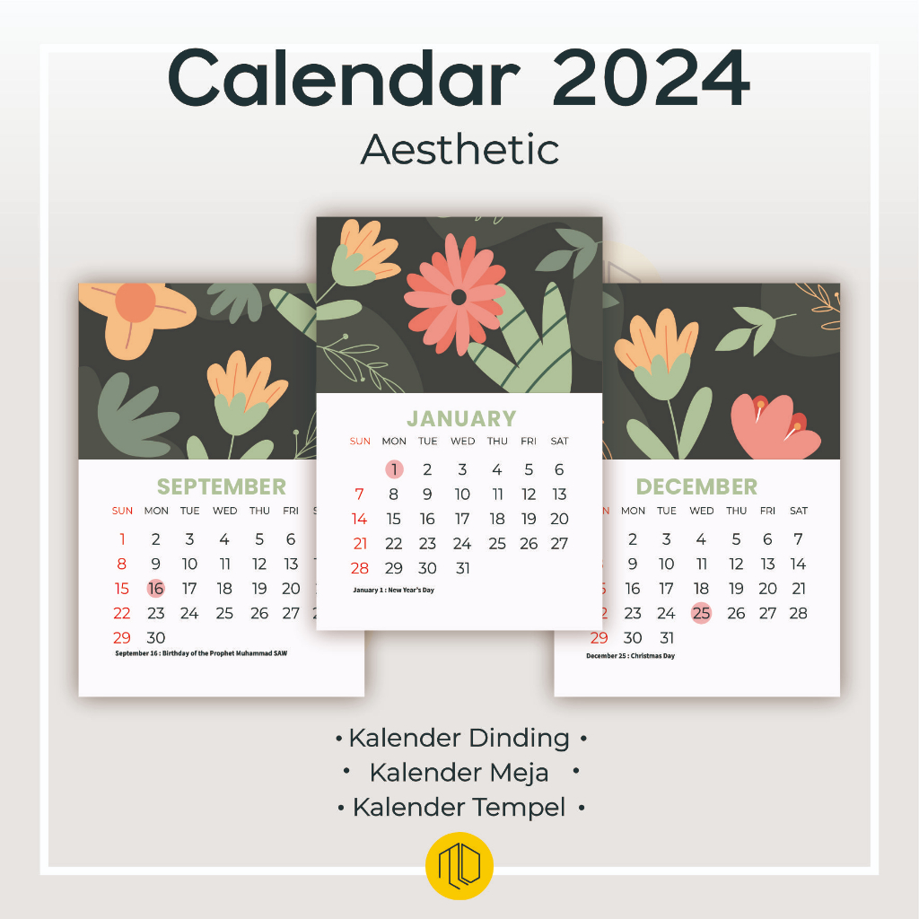 Jual Kalender Dinding Aesthetic 2024 / Kalender Meja Aesthetic 2024 ...