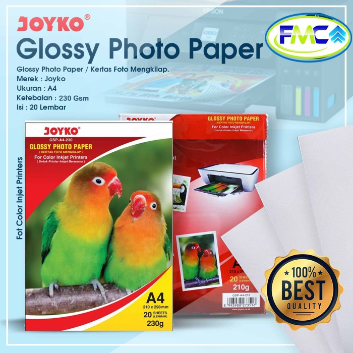 Jual Kertas Foto Photo Glossy Photo Paper A4 230 210 Gsm Joyko Premium ...