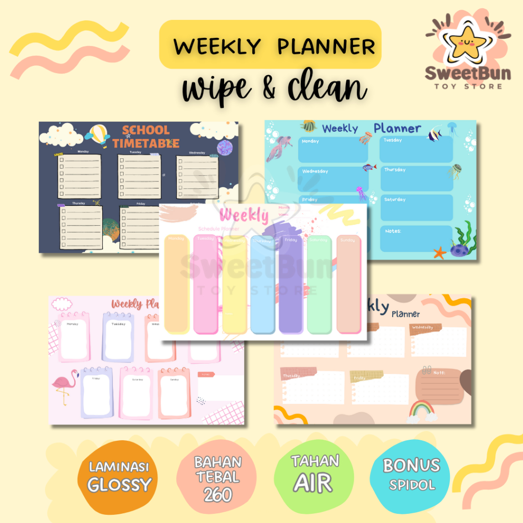 Jual Poster Wall Planner, Weekly Planner A3, Wipe and Clean Planner ...