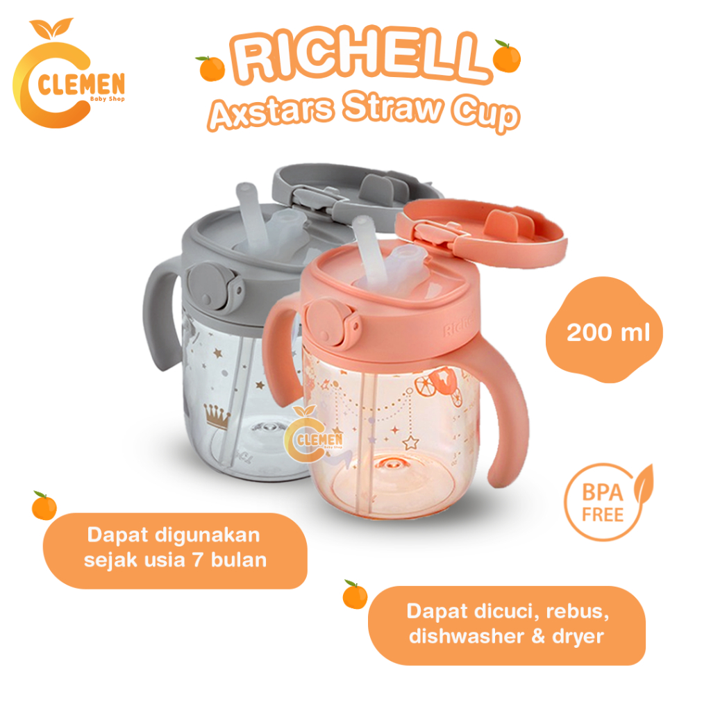 Jual Richell Axstars Straw Cup 200 ml (Botol Minum Anak) | Shopee Indonesia
