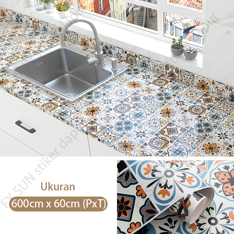 Jual sticker dapur anti api air dan minyak panas 6 meter X 60 cm(P X T ...