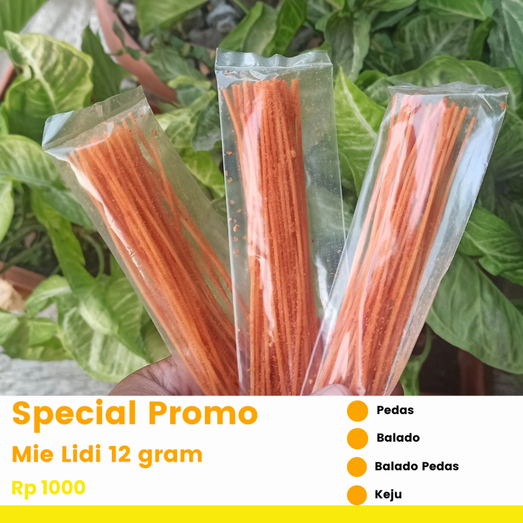 Jual CEMILAN MIE LIDI/BITING PEDAS MURAH | 12 gram/pcs | Shopee Indonesia