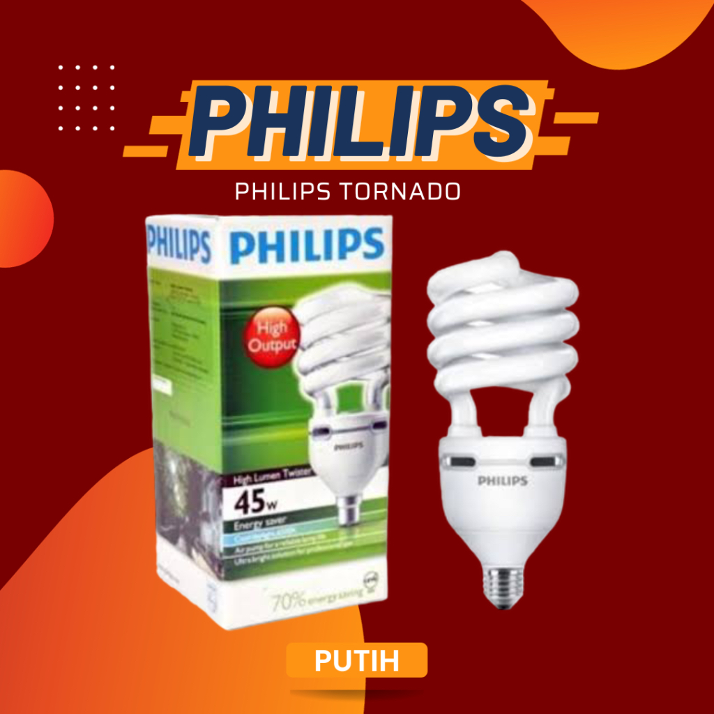 Jual Lampu Bohlam Philips Helix Tornado Spiral Ulir 45w 45 watt 45watt Cahaya Putih Cool ...