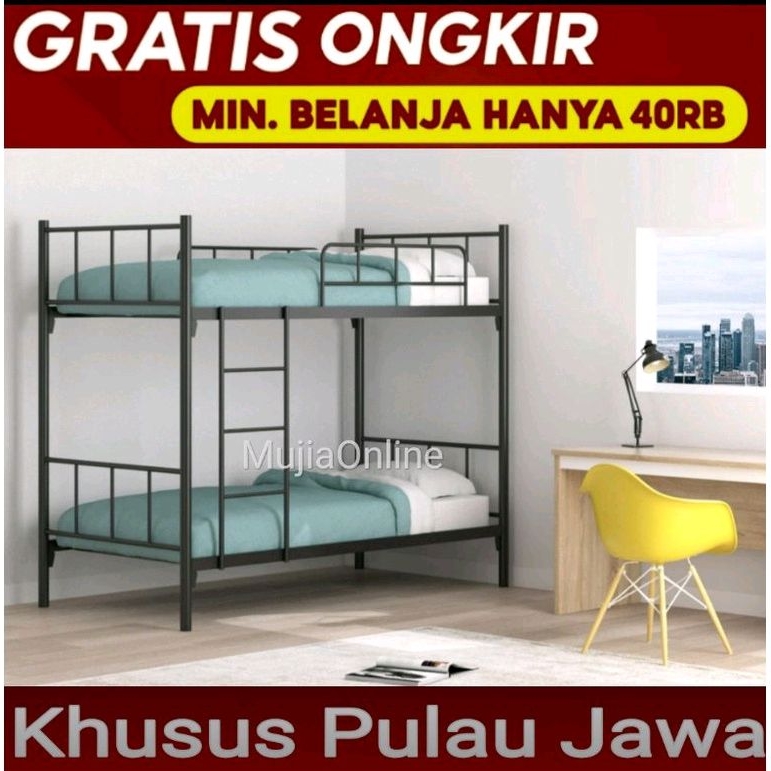 Jual Murah Ranjang Tingkat Susun 2 Divan Besi Upper Bunk Bed Bisa ...