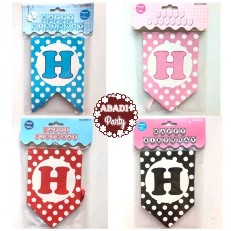 Jual Rangkaian HBD Segi5 Polkadot / Banner HBD Kertas / Bunting Flag ...