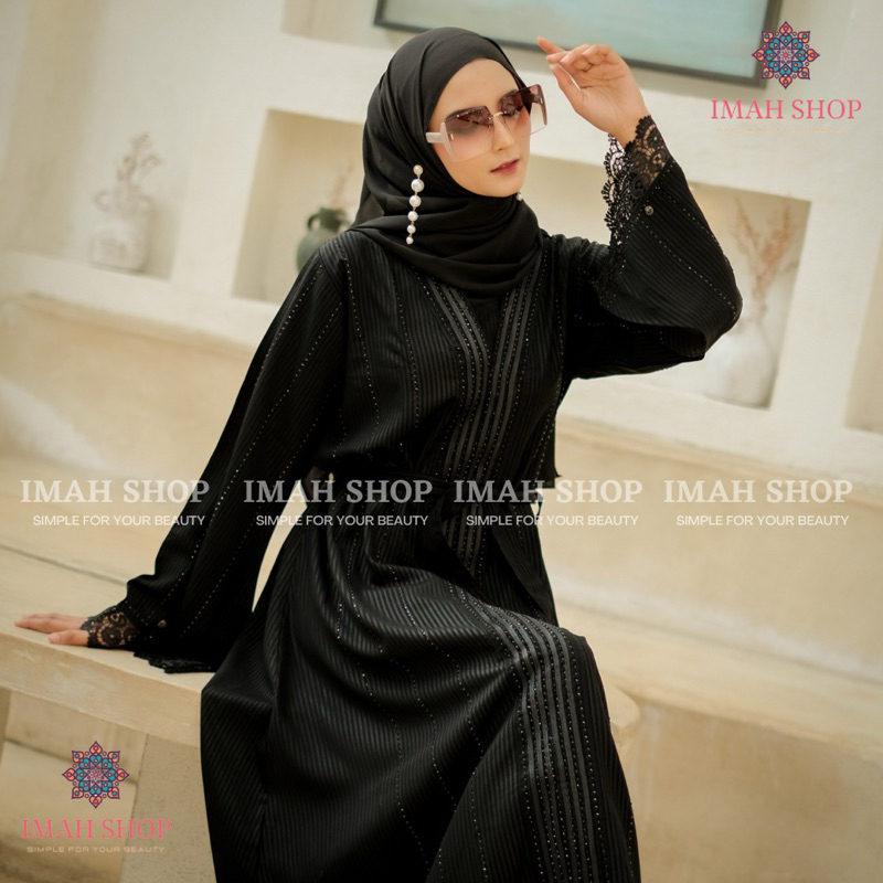 Jual Abaya Hitam Turkey Gamis Syari Muslimah Bahan Jetblack Hitam Kombinasi Renda Imah Shop ...