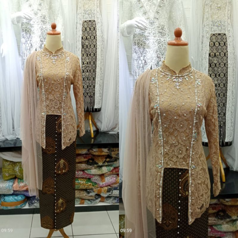 Jual kebaya atasan model terbaru untuk acara lamaran wisuda satu set rok/ (model elin)size M LD ...
