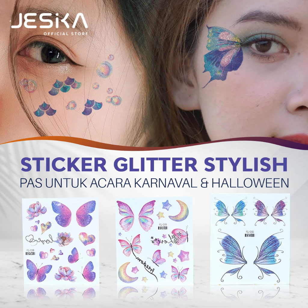 Jual Stiker wajah badan face sticker cewek sayap kupu kupu tato tattoo ...