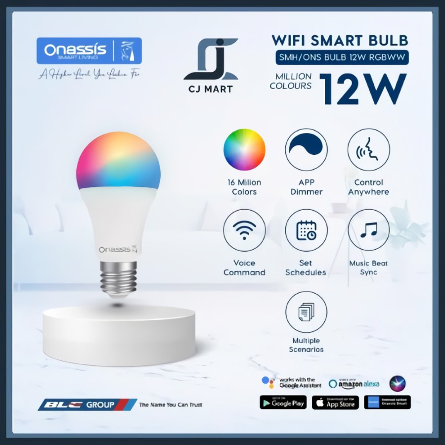 Jual ONASSIS Smart LED Light Bulb RGB+WW 12W/9W WiFi IoT For Smart Home ...