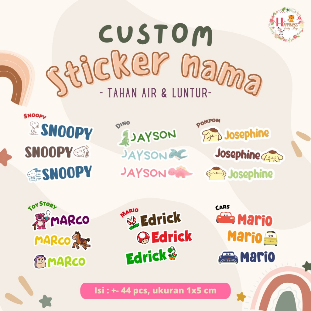 Jual (ISI 44) Sticker Label Nama Anak / Stiker Set Pack / Sticker ...