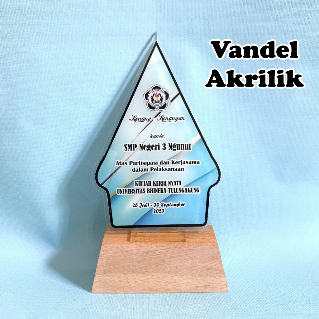 Jual Vandel Akrilik Plakat Akrilik Piala Akrilik alas Kayu | Shopee ...