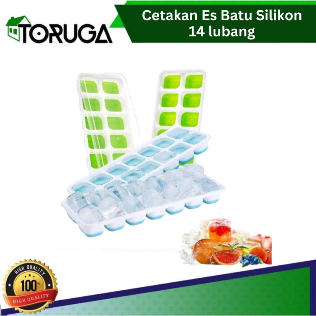 Jual Cetakan Es Batu Silikon 14 Kotak Food Grade / Ice Cube Tray Puding ...