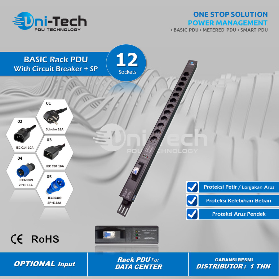 Jual PDU 12 Socket Germany - Basic PDU 12 Ports / Holes / Outlet ...